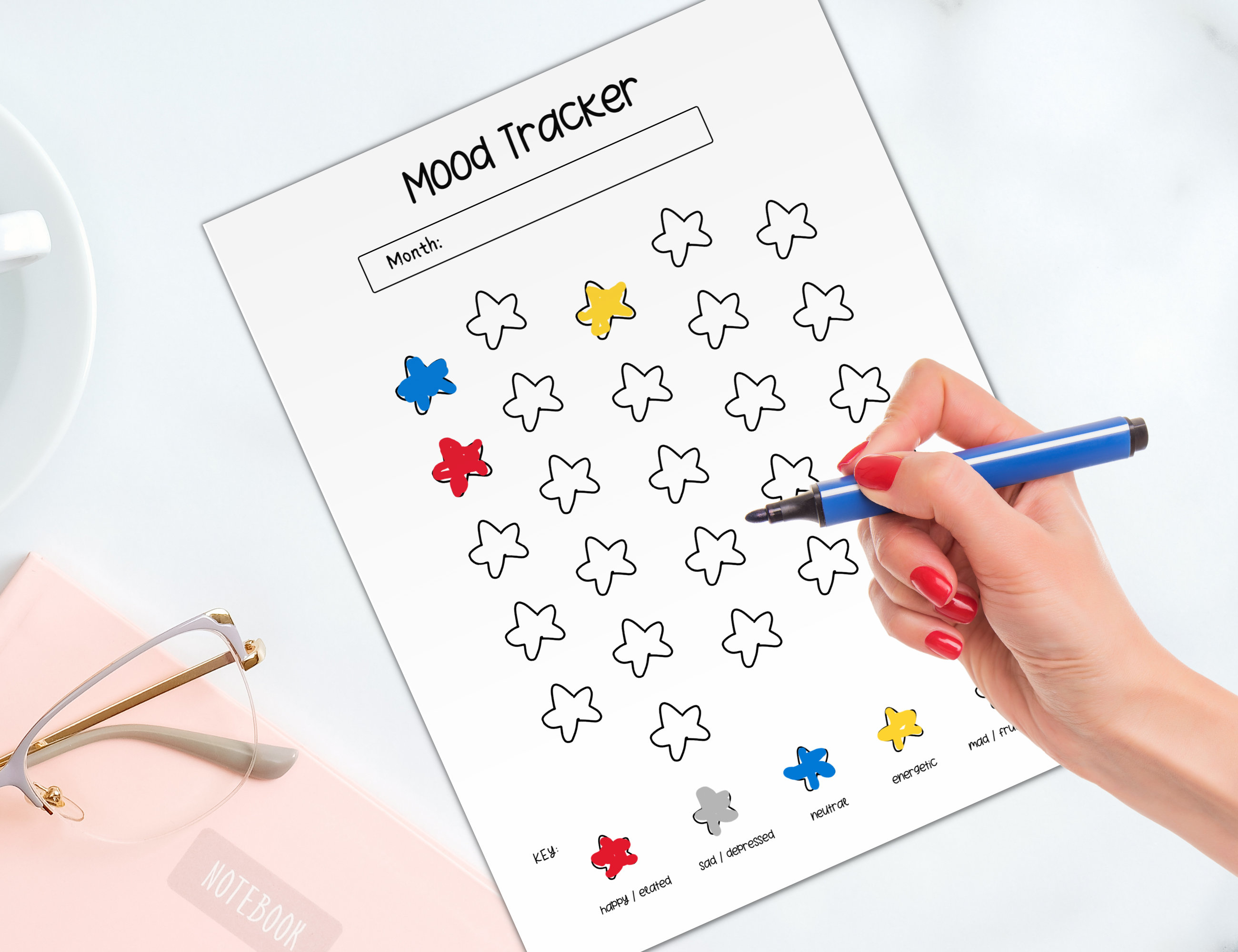 Mood Tracker Printable Bundle, Monthly Mood Tracker, Routine Tracking ...