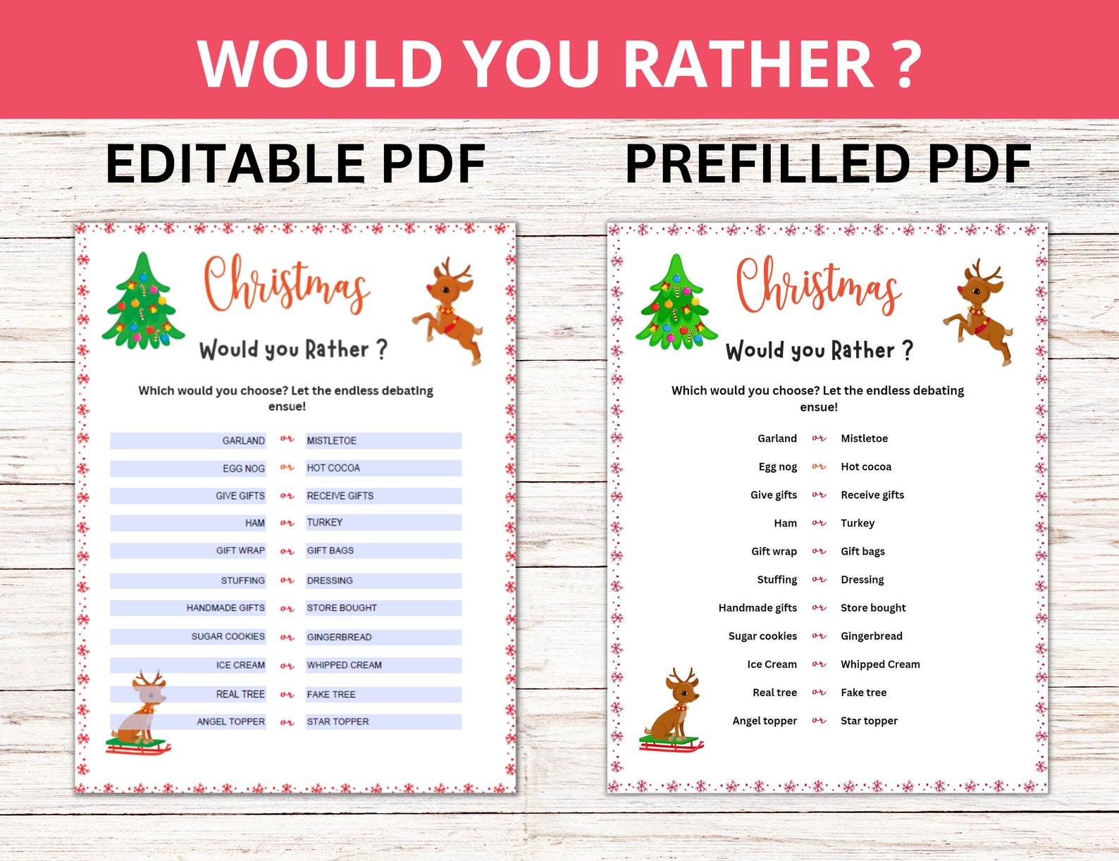 Christmas Would You Rather Game for Kids, Christmas Activity for Kids ...