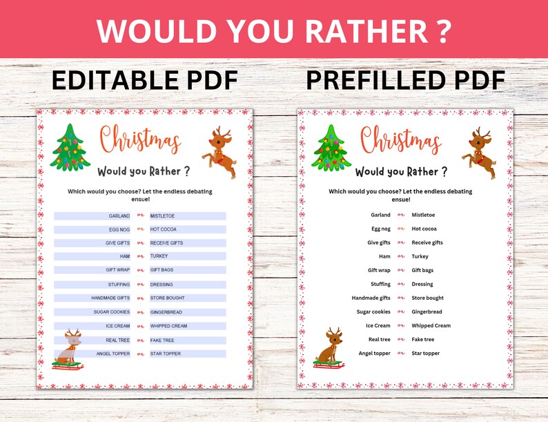 Christmas Would You Rather Game for Kids, Christmas Activity for Kids ...