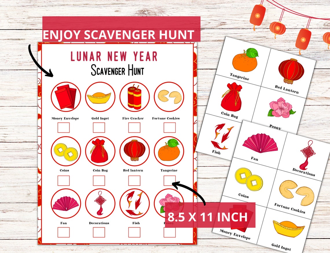 Chinese New Year Scavenger Hunt for Kids, Lunar New Year Scavenger Hunt ...