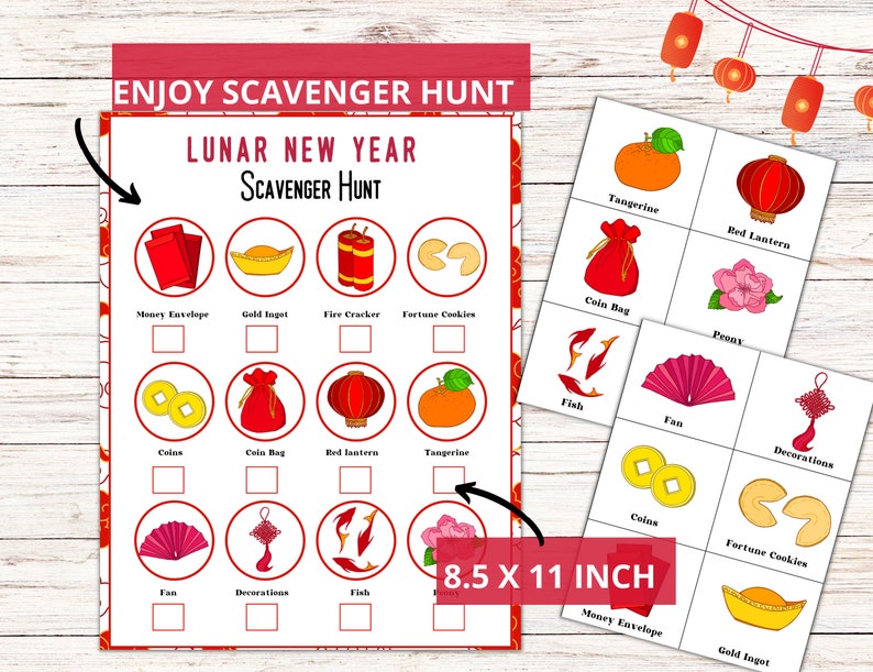 Chinese New Year Scavenger Hunt for Kids, Lunar New Year Scavenger Hunt ...