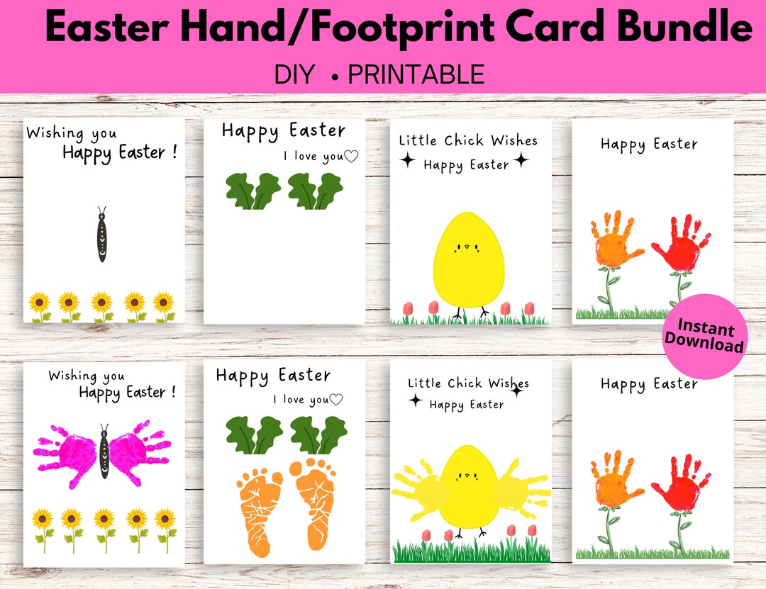 Happy Easter Handprint Footprint Art Craft Bundle ,keepsake Activity ...