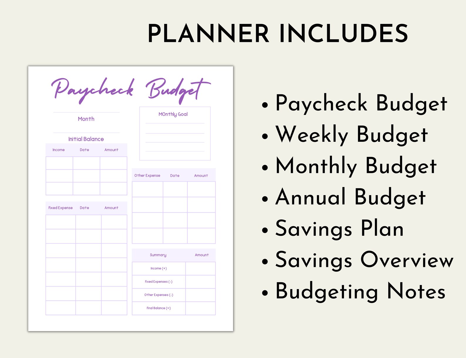 Printable Budget Template / Pay Check Budget Planner / Weekly - Etsy