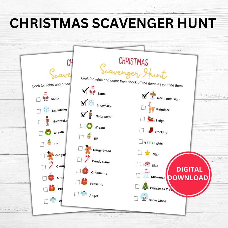 Christmas Scavenger Hunt Printable, Christmas Games for Family ,holiday ...