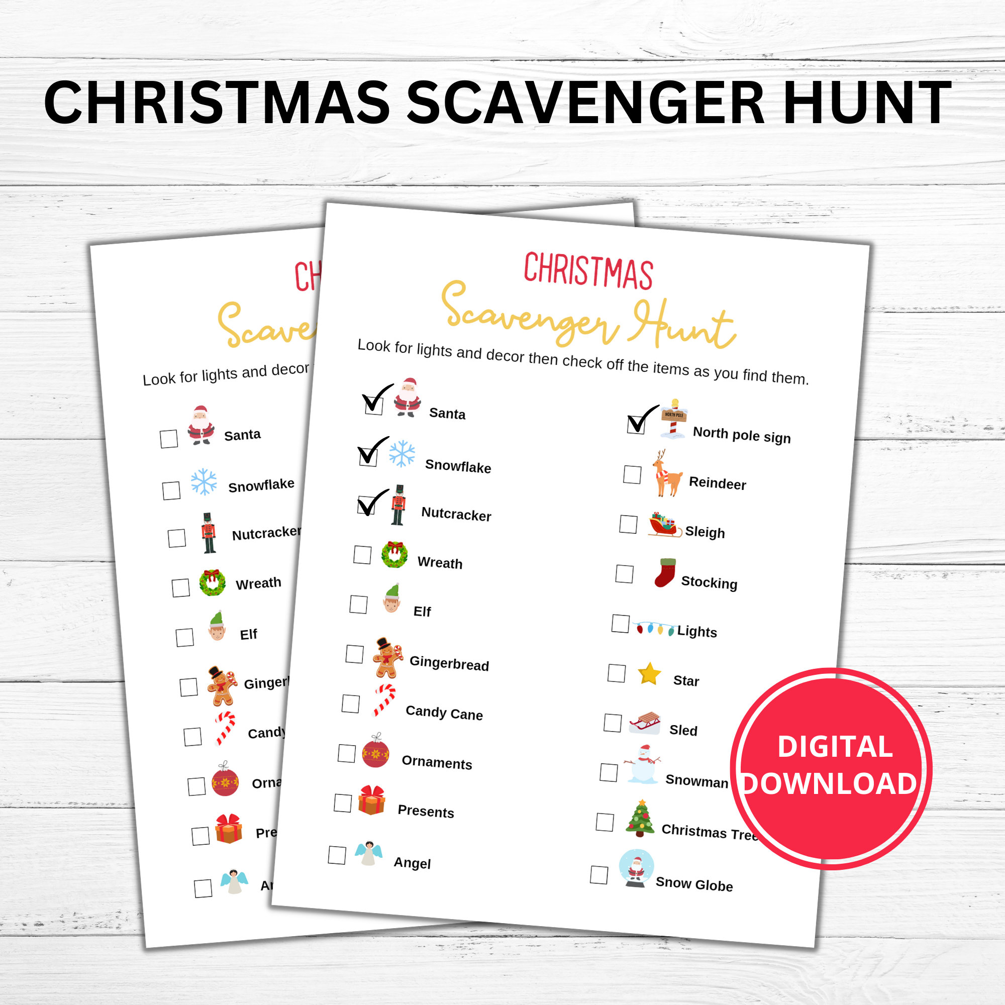 Christmas Scavenger Hunt Printable, Christmas Games for Family ,holiday ...