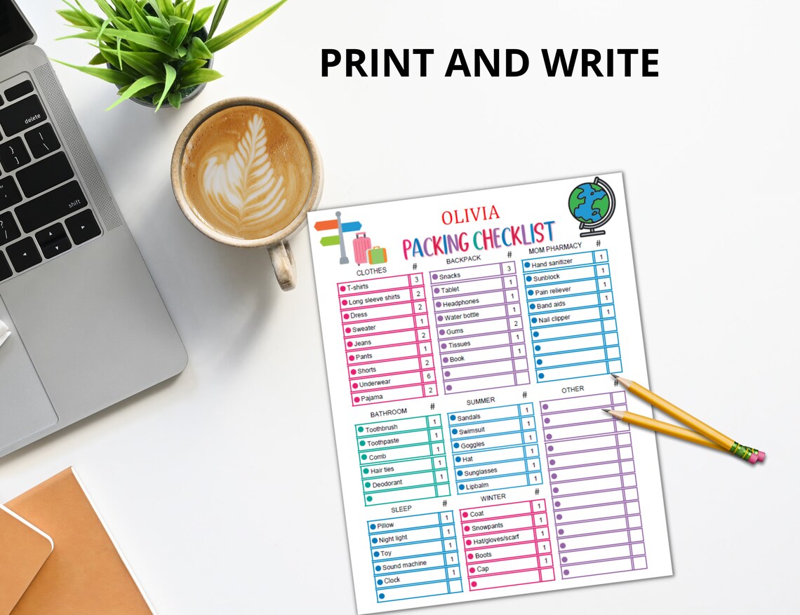 Kids Packing List, Kids Checklist , Vacation Travel Packing List ...