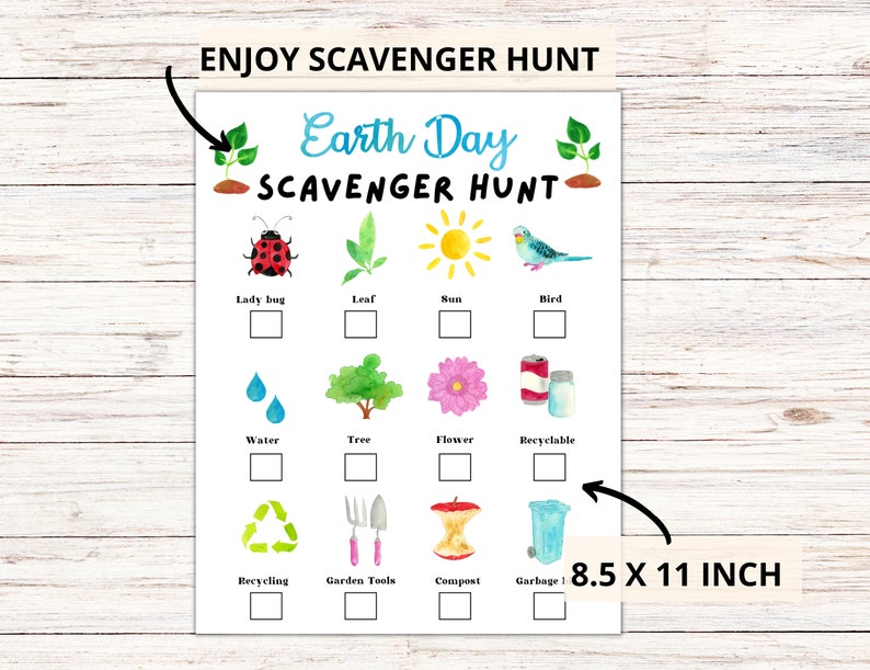 Earth Day Scavenger Hunt for Kids, Earth Day Printable Activities ...