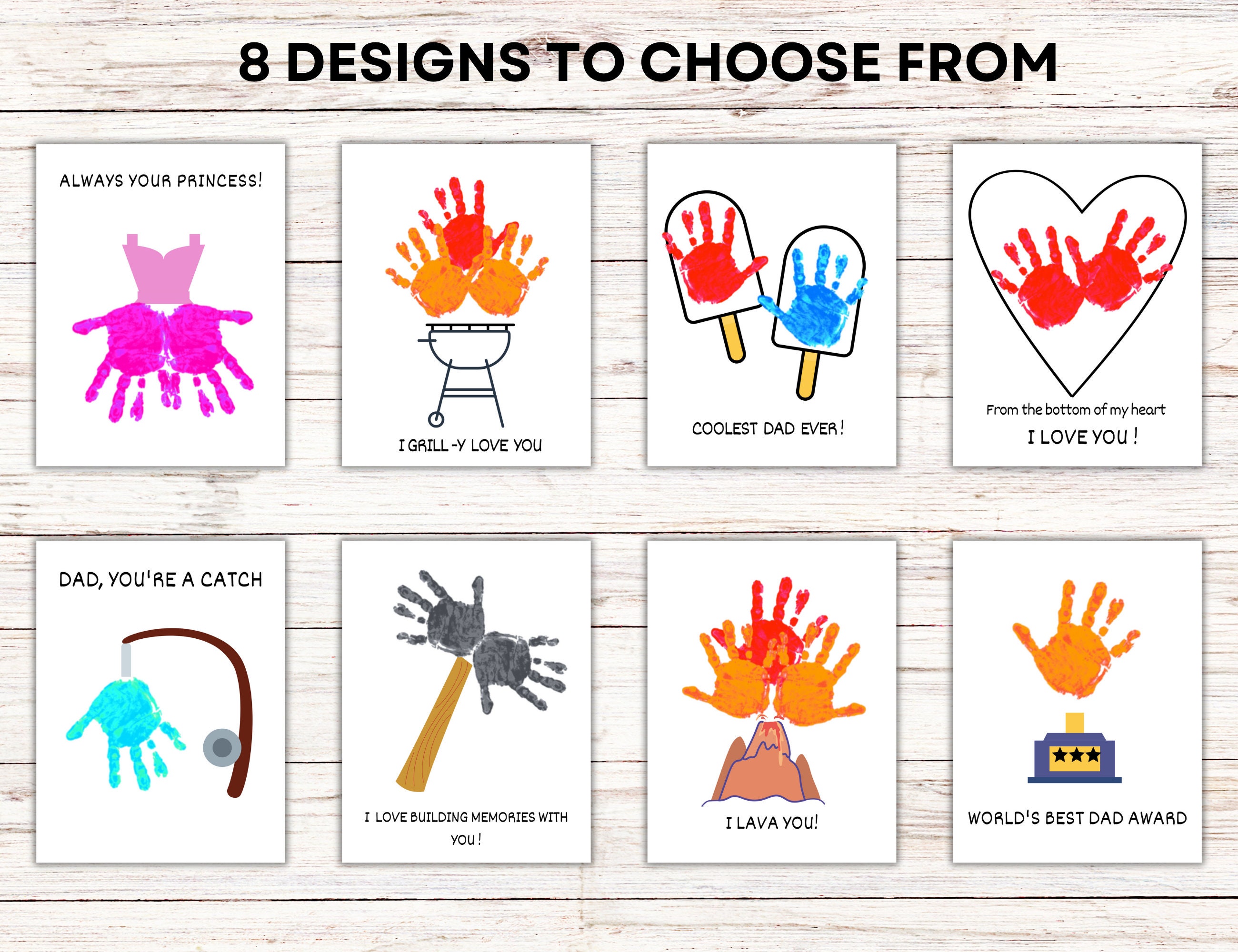 8 Father's Day Handprint Footprint Art, Fathers Day Handprint Keepsake ...