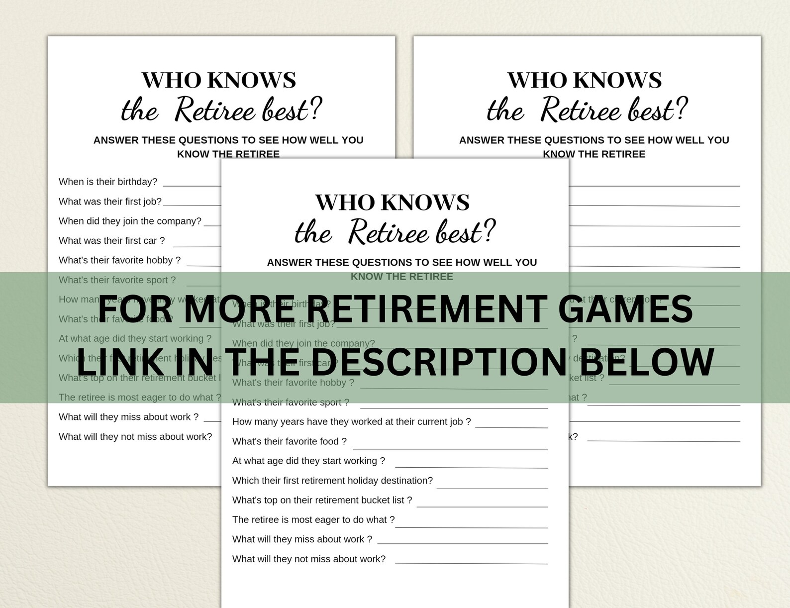 Retirement Party Games Printable, Who Knows the Retiree the Best Game ...