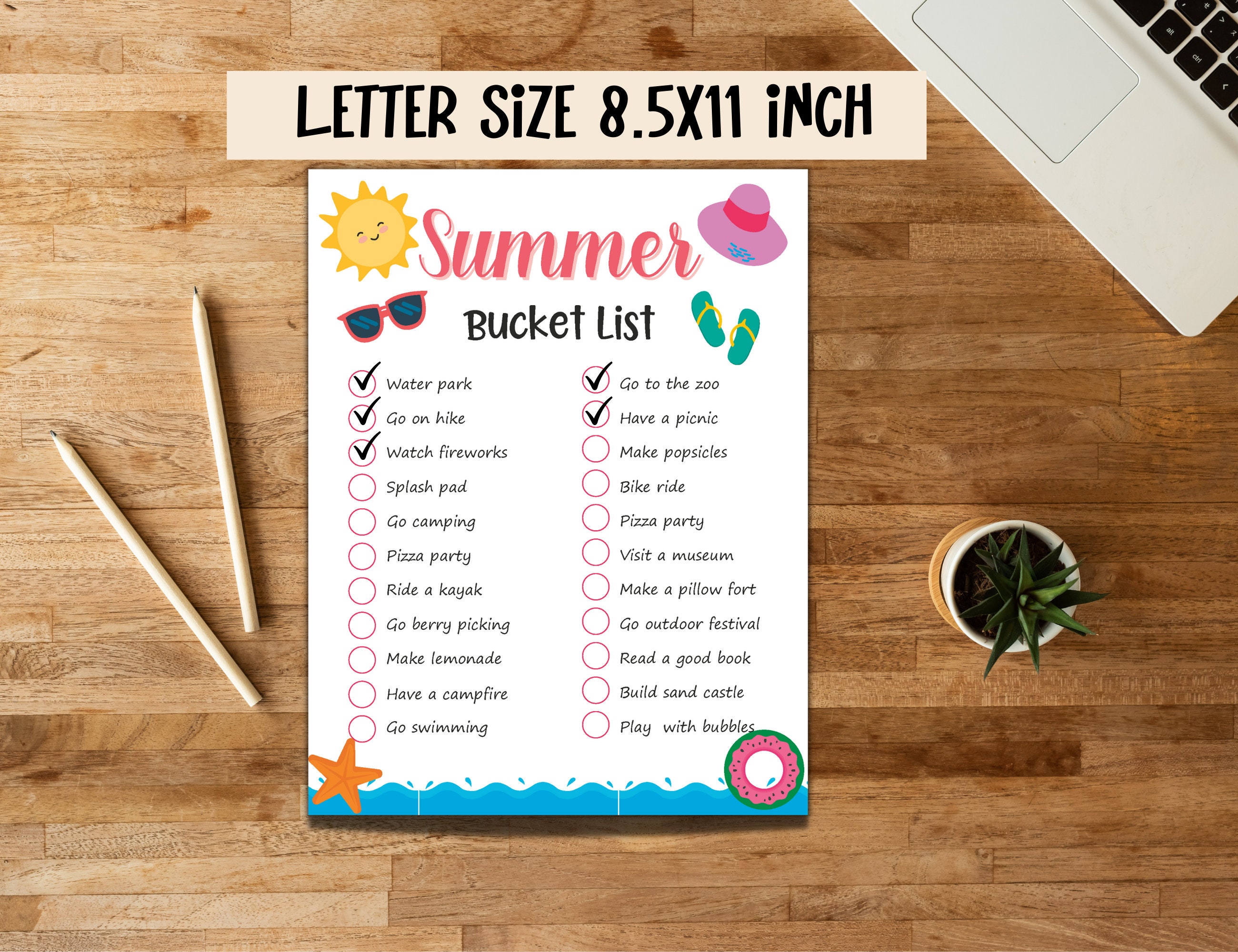 Editable Summer Bucket List Printable,summer Checklist, Fun Summer ...