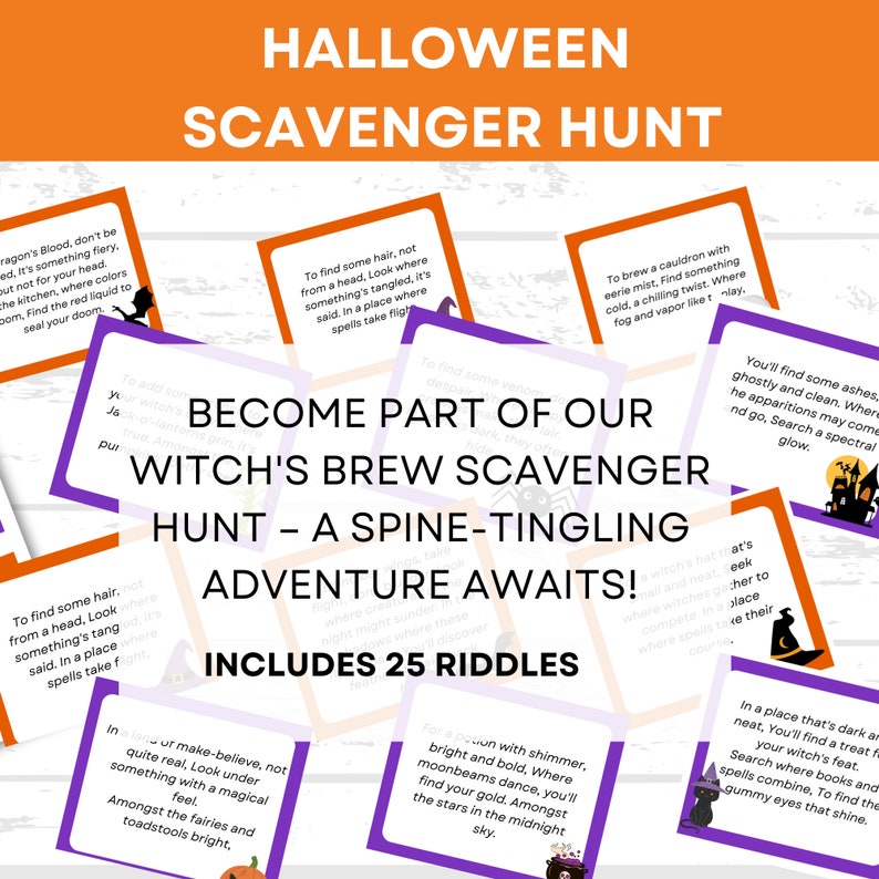 Halloween Scavenger Hunt, Treasure Hunt, Halloween Game for Teens ...