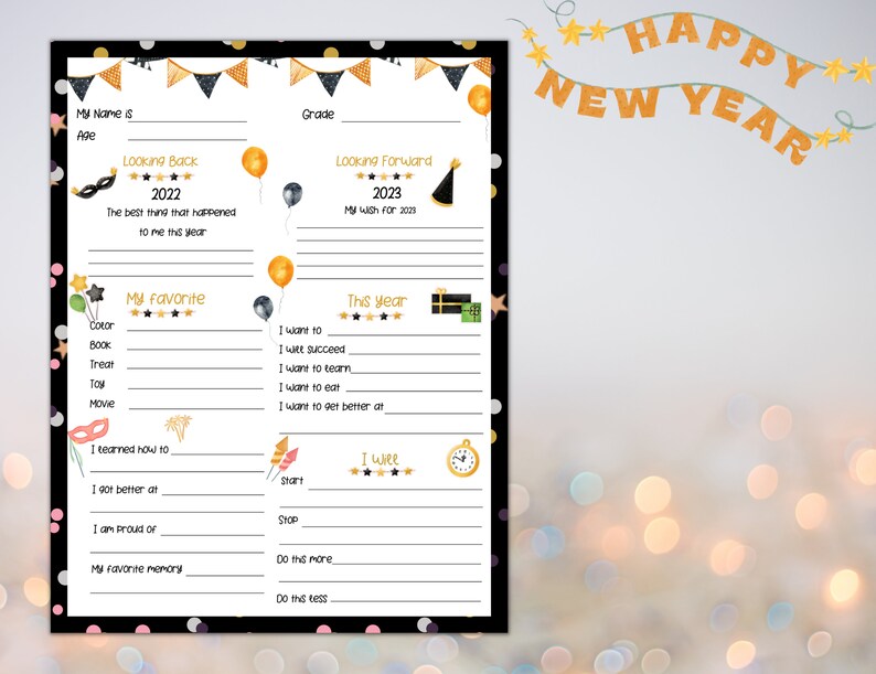 New Years Resolution 2023 Printable, Kids Time Capsule Printable, Kids ...