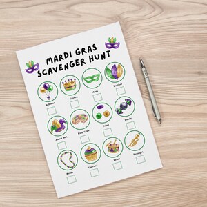 Mardi Gras Scavenger Hunt for Kids, Carnival Tuesday Treasure Hunt ...