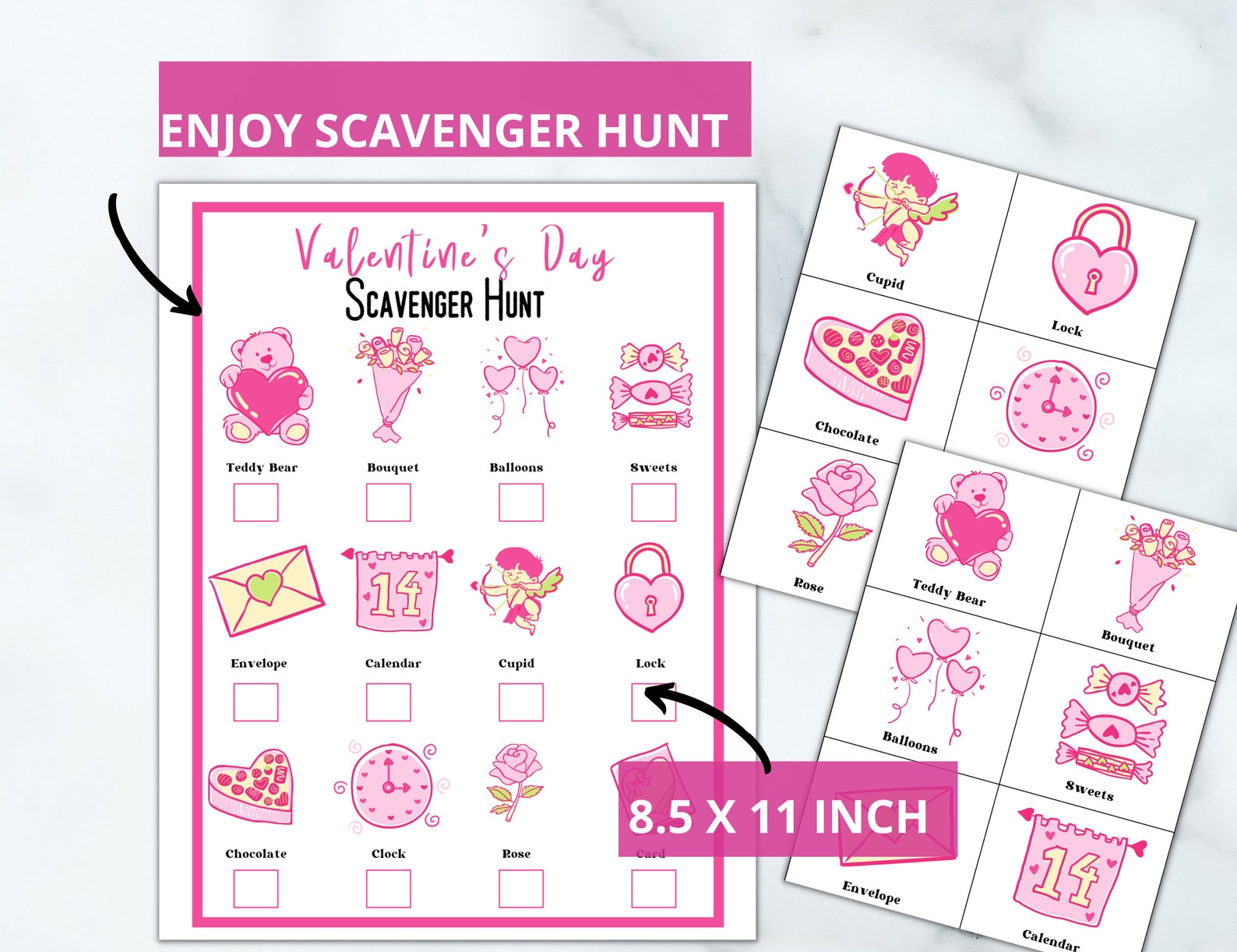 Valentine's Day Scavenger Hunt for Kids, Valentine's Day Treasure Hunt ...