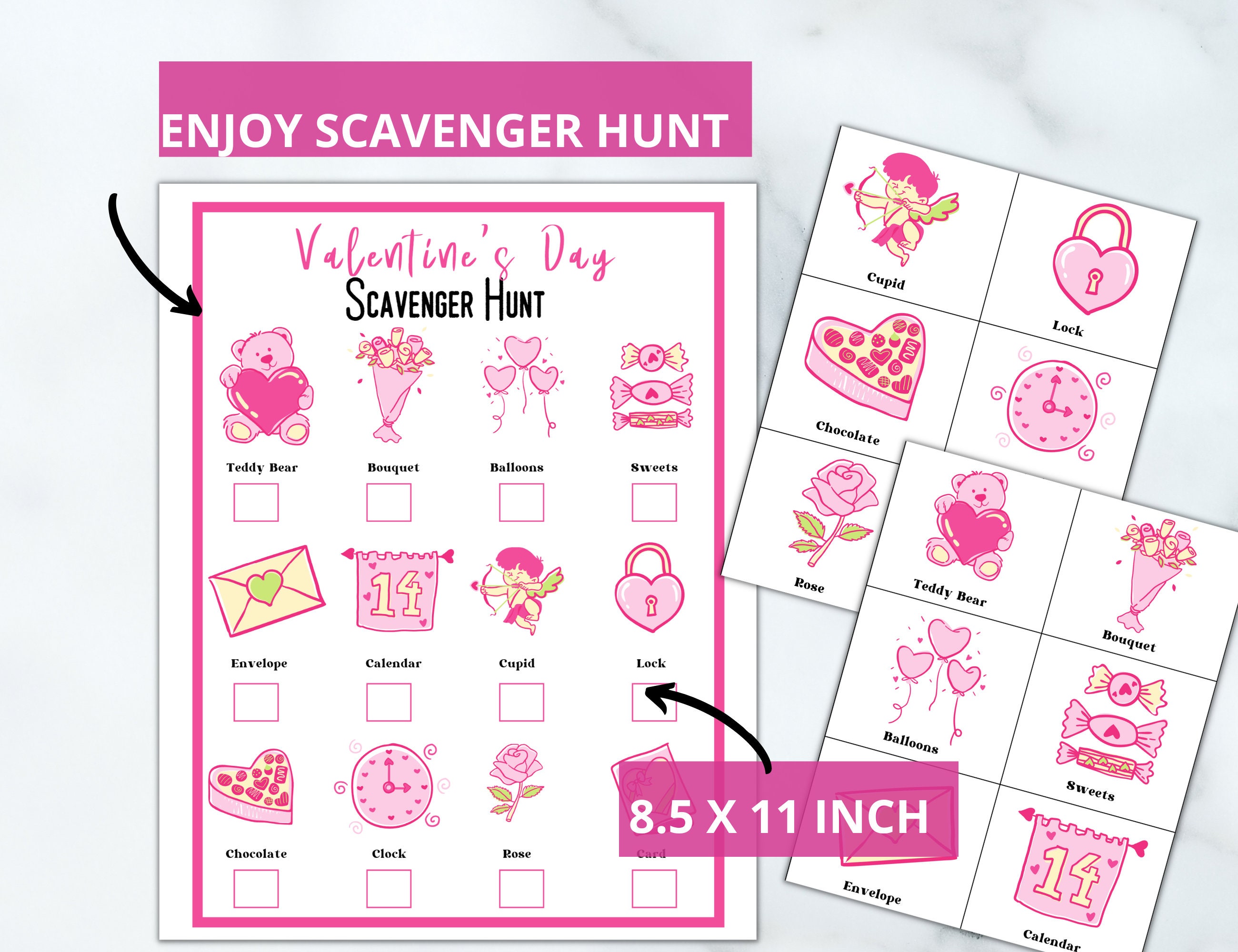 Valentine's Day Scavenger Hunt for Kids, Valentine's Day Treasure Hunt ...