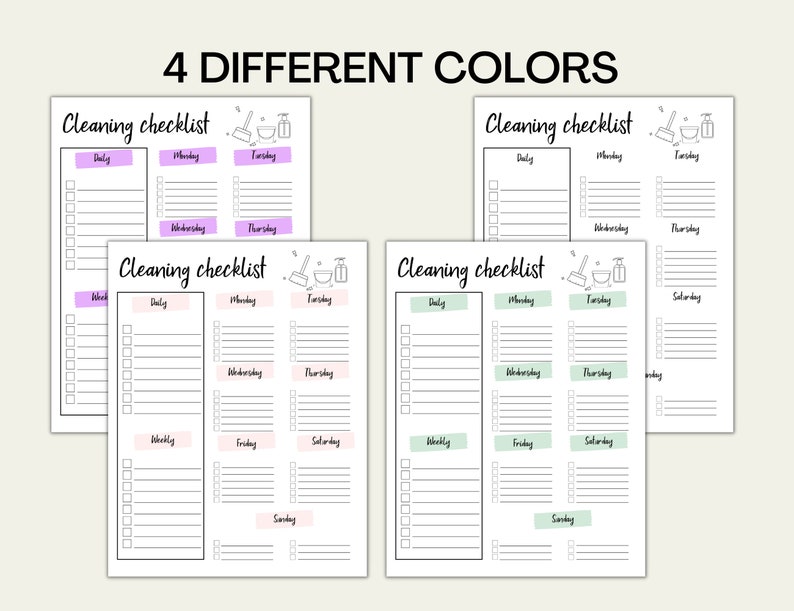 Editable Cleaning Checklist Zone Cleaning Checklist Weekly - Etsy