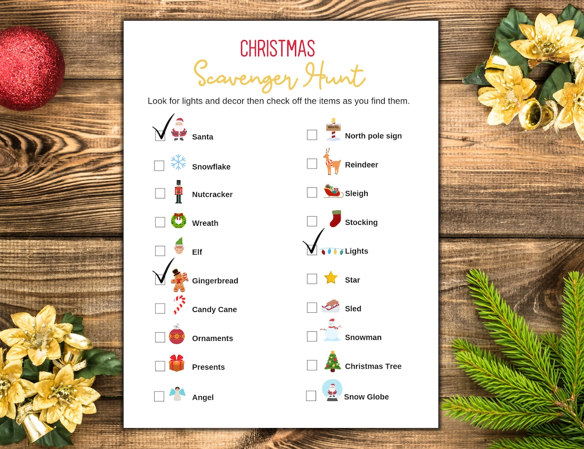 Christmas Scavenger Hunt Printable, Christmas Games for Family ,holiday ...