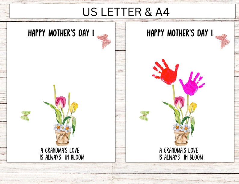 Handprint Flower Craft Art Grandma Gifts From Kids Handprint Art for ...