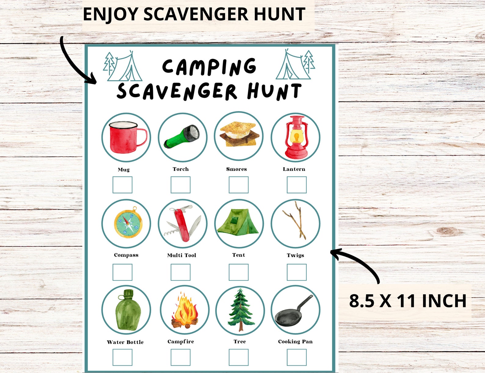 Camping Scavenger Hunt Printable for Kids, Outdoor Scavenger Hunt ...