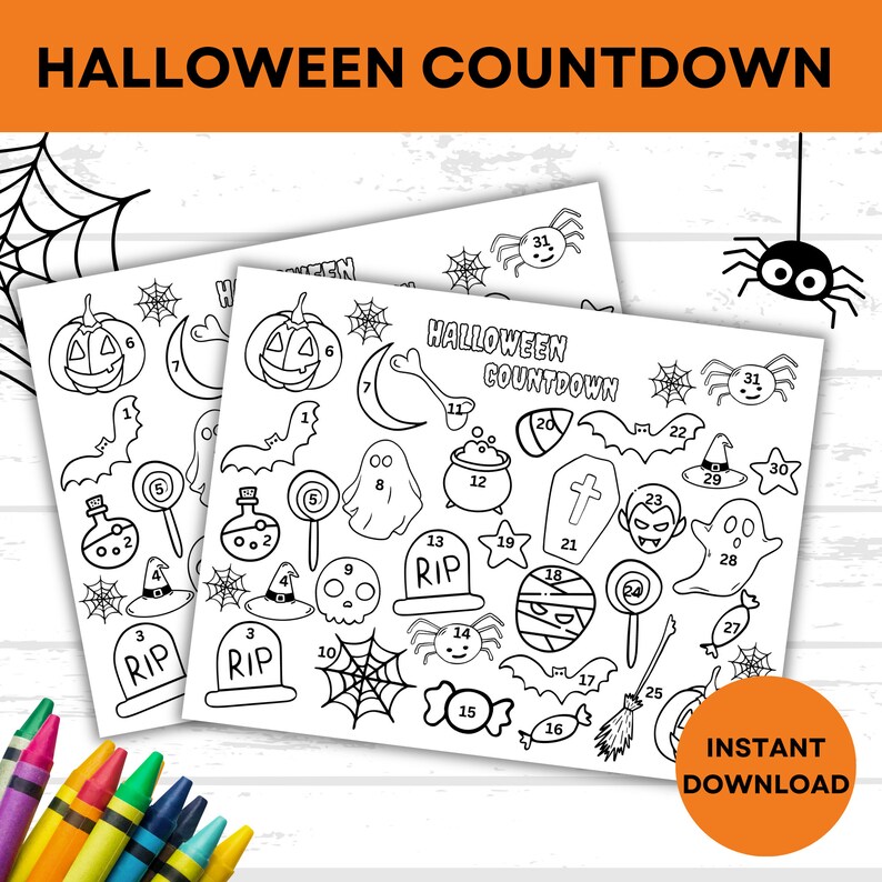 Halloween Countdown Calendar Printable, Halloween Countdown Advent ...
