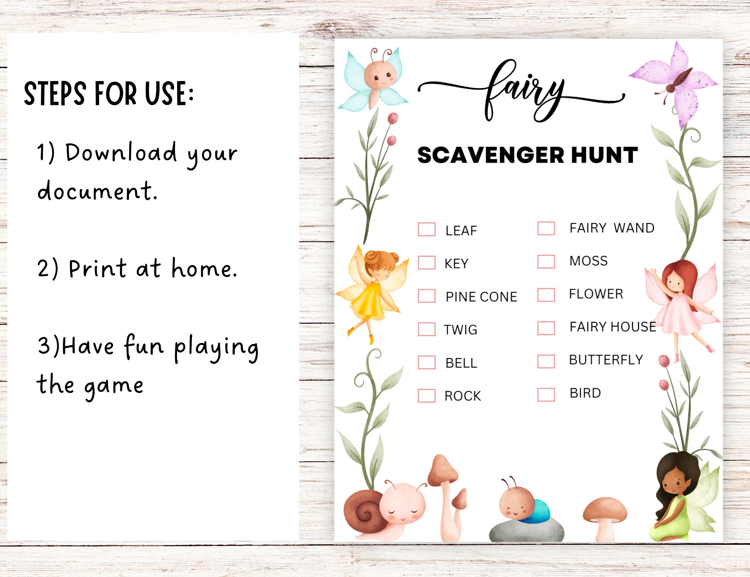 Fairy Birthday Party Scavenger Hunt, Woodland Enchanted Forest Fairy ...