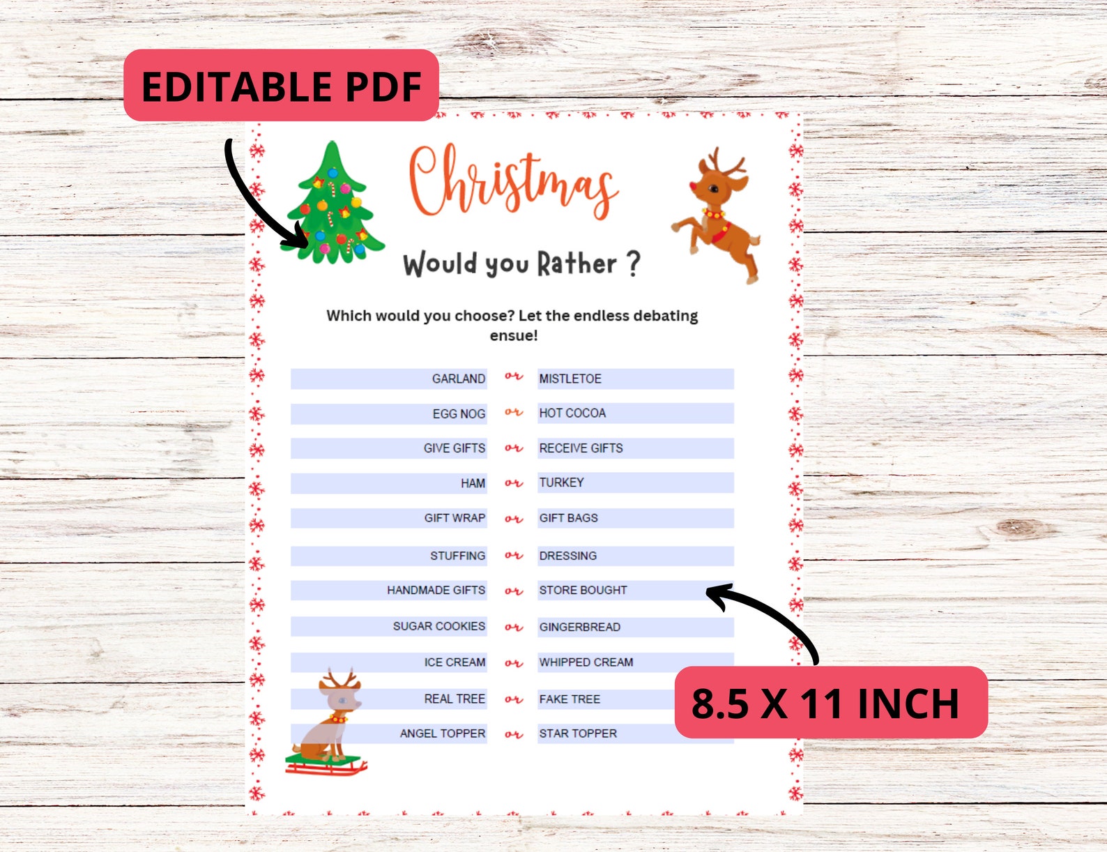 Christmas Would You Rather Game for Kids, Christmas Activity for Kids ...