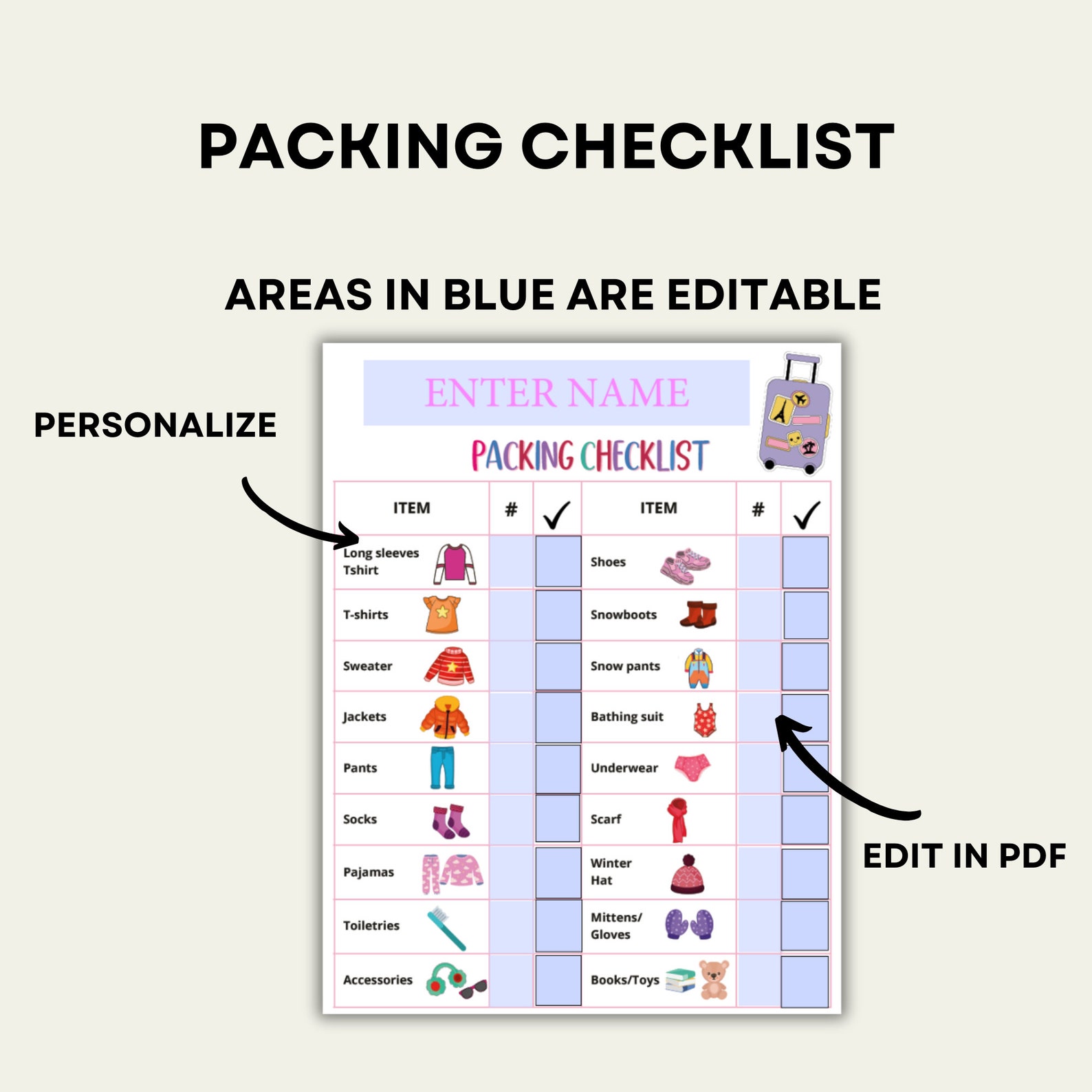 Winter Kids Packing List, Kids Checklist, Vacation Travel Packing List ...