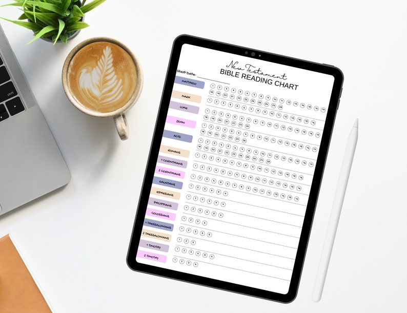 New Testament Reading Chart, Bible Reading Tracker Printable, New ...