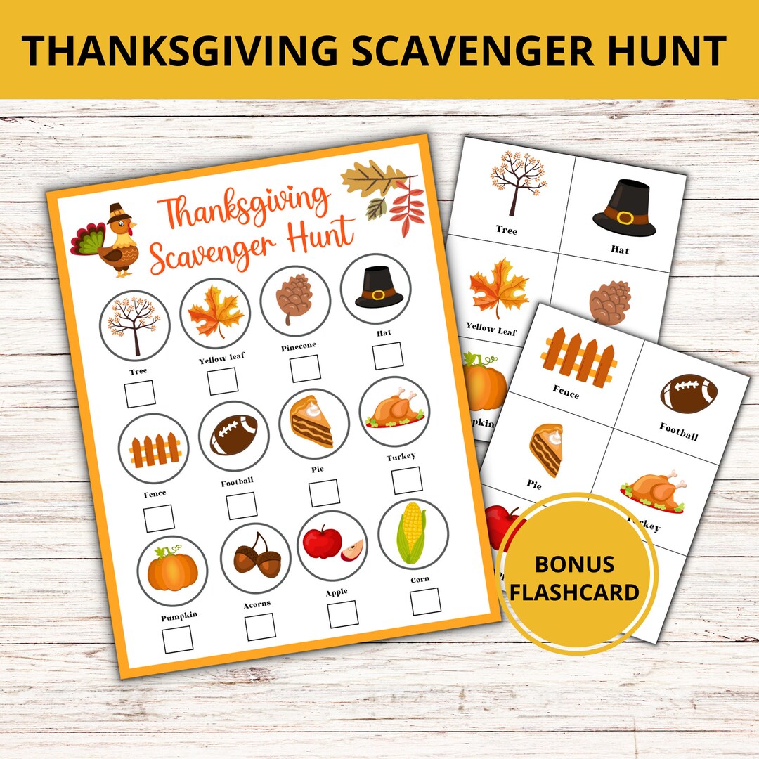 Thanksgiving Scavenger Hunt Printable, Thanksgiving Scavenger Hunt for ...