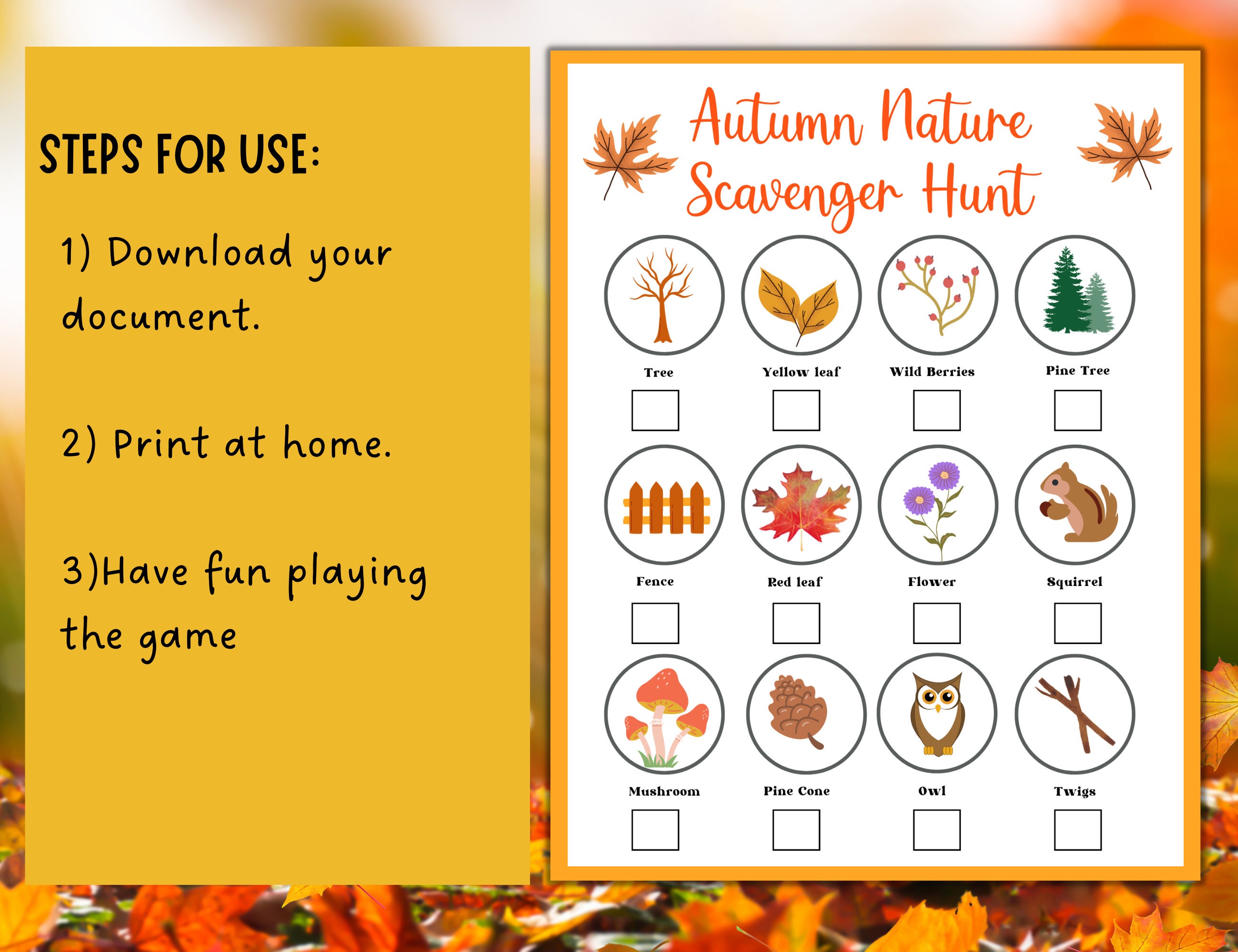 Fall Scavenger Hunt for Kids, Autumn Scavenger Hunt, Nature Walks ...