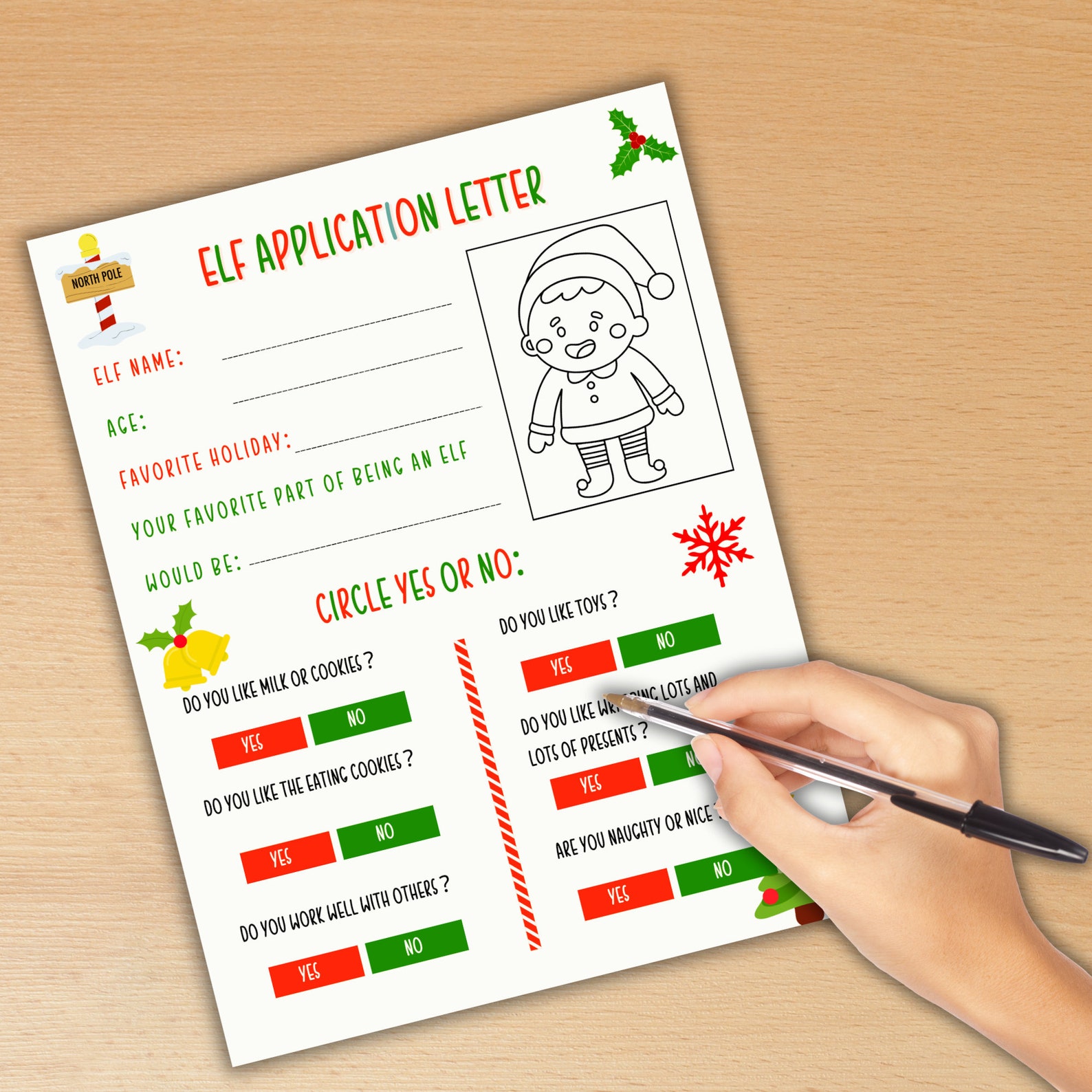 Santa Helper Elf Application Letter, Christmas Kids Activities ...