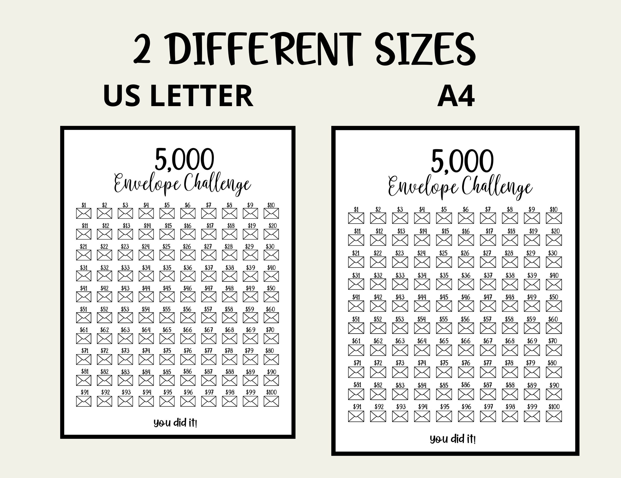 5k Saving Challenge/ 5,000 in 100 Days /100 Envelope Challenge ...