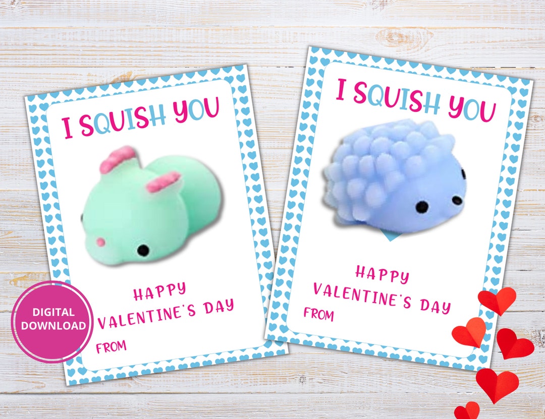 Squishy Valentine's Day Card Printable, Classroom Valentine Cards for ...