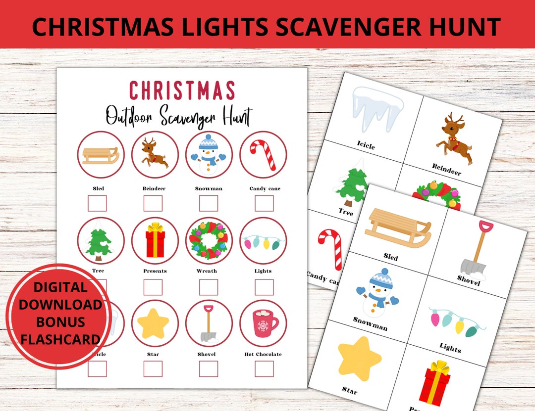 Christmas Lights Scavenger Hunt Printable, Winter Scavenger Hunt, Games ...