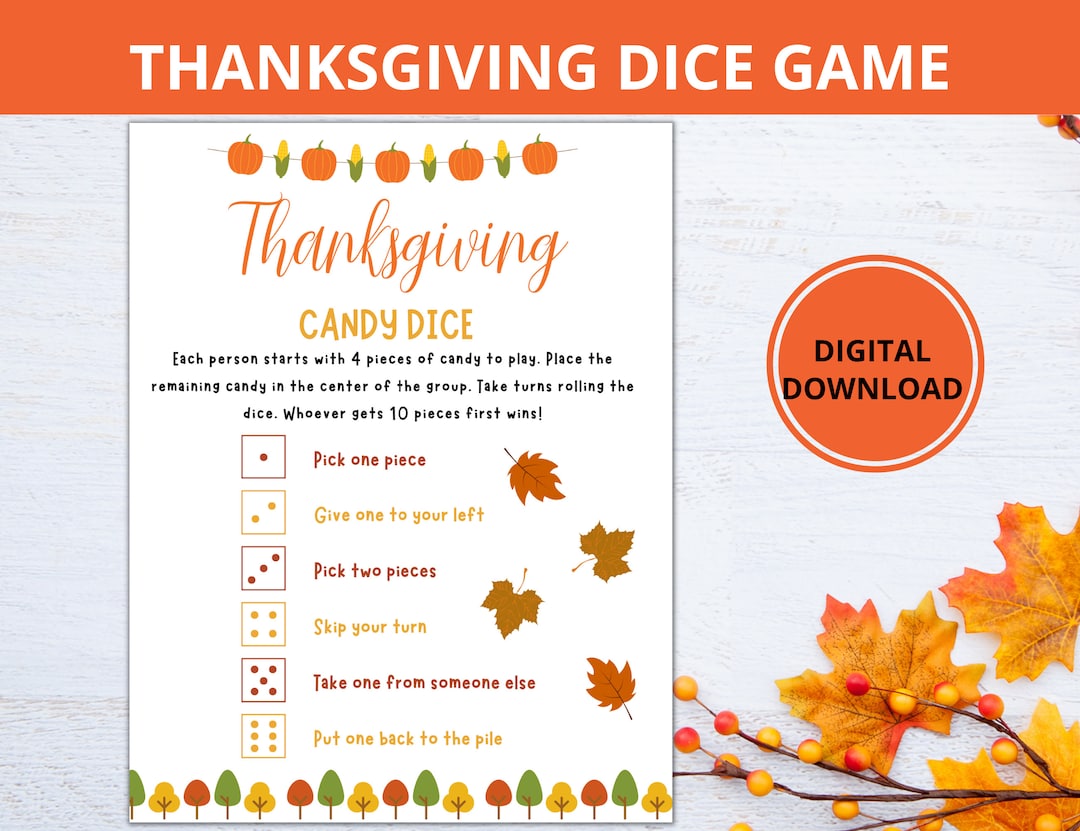 Thanksgiving Candy Dice Game, Thanksgiving Family Games, Thanksgiving ...