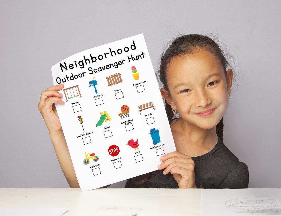 Neighborhood Scavenger Hunt, Outdoor Game Printable for Kids, Printable ...