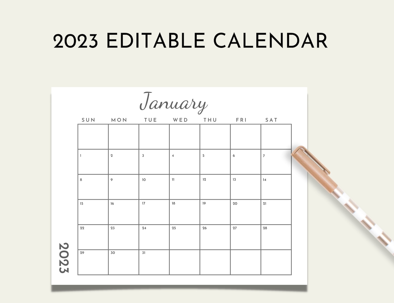 2023 Editable Printable Calendars/ Monthly Calendar/ Digital Calendar ...