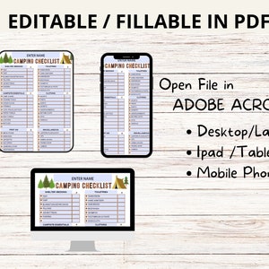 Editable Camping Packing List, Camping Trip Packing Checklist PDF ...