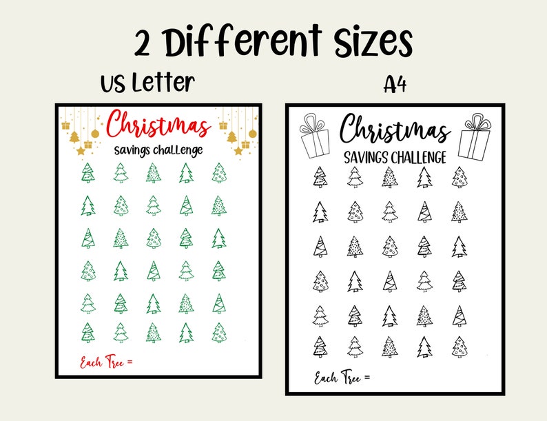 Christmas Savings Challenge Printable/ Savings Tracker Printable ...