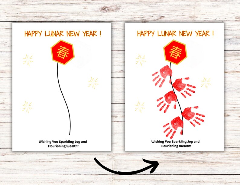 Lunar New Year Handprint Art, Chinese New Year Handprint Keepsake Card ...