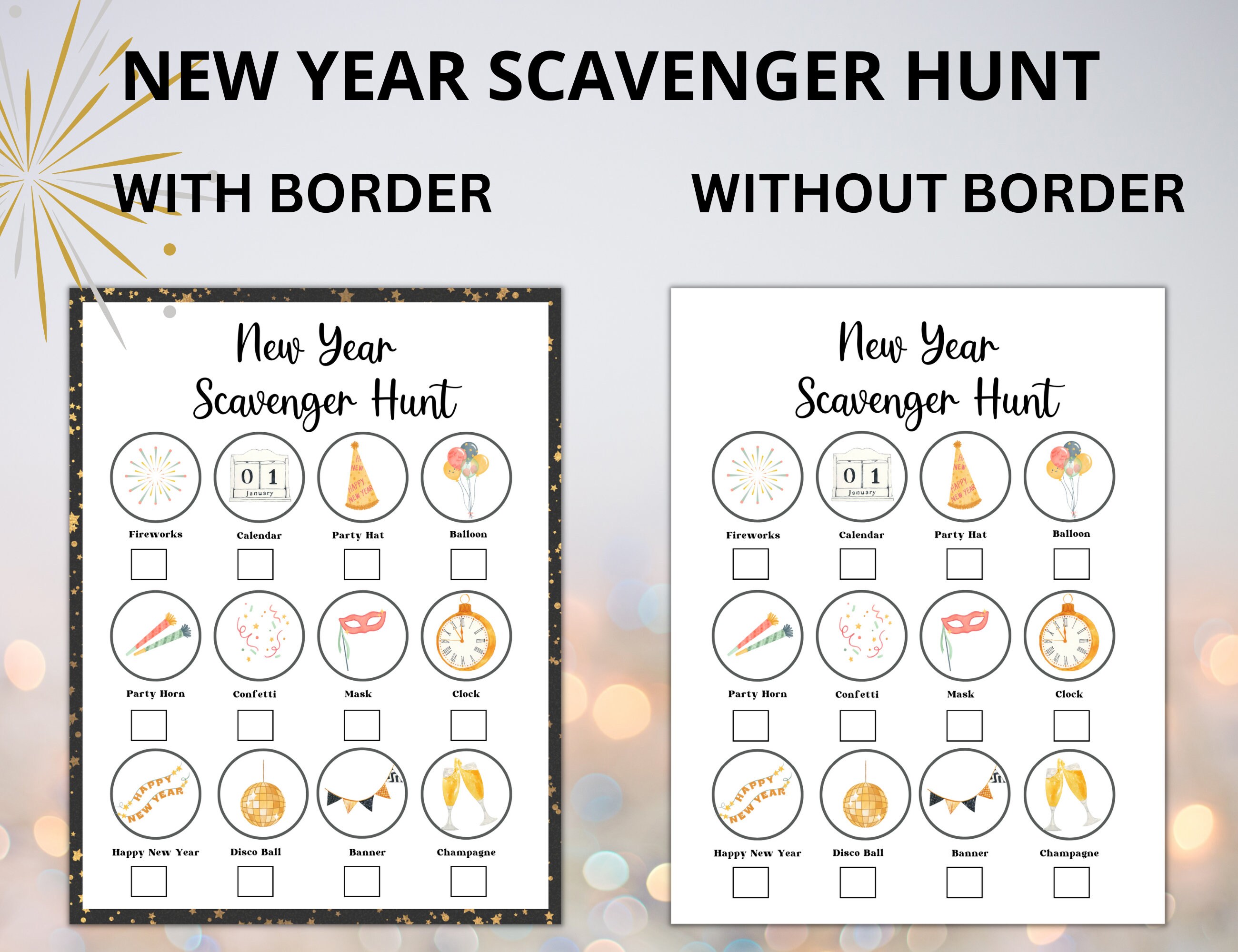 New Year Scavenger Hunt 2022 2023, New Year Party Game for Kids, New ...