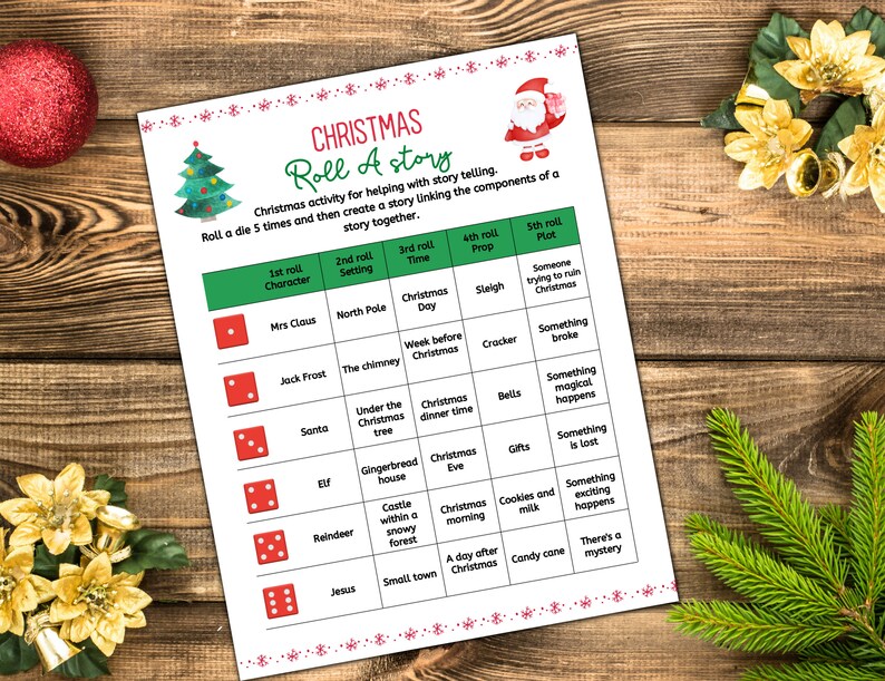 Roll A Christmas Story Game Printable, Roll A Christmas Story Dice Game ...