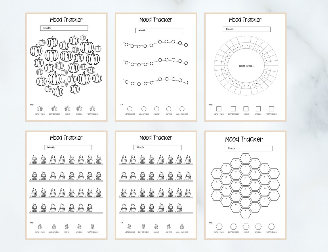 Mood Tracker Printable Bundle, Monthly Mood Tracker, Routine Tracking ...