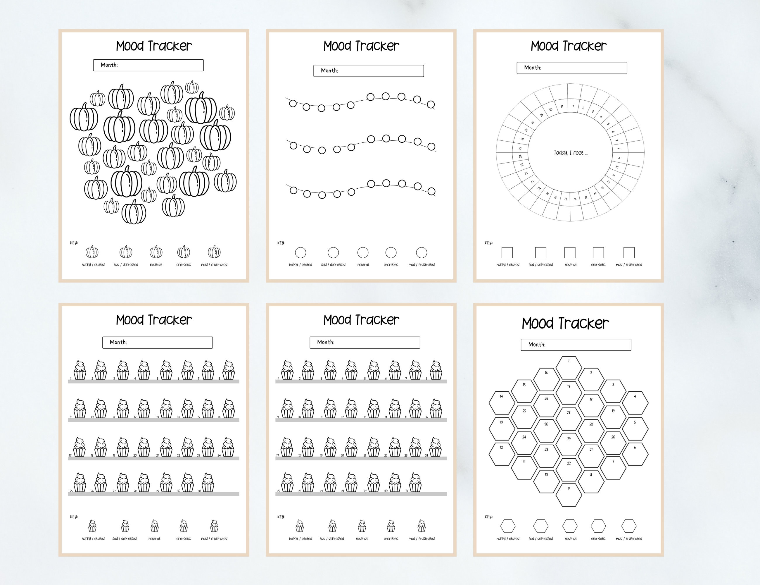 Mood Tracker Printable Bundle, Monthly Mood Tracker, Routine Tracking ...