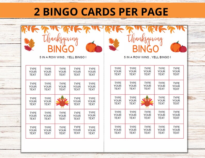 Editable Thanksgiving Bingo Cards , Edit Me Bingo Game, Make Your Own ...