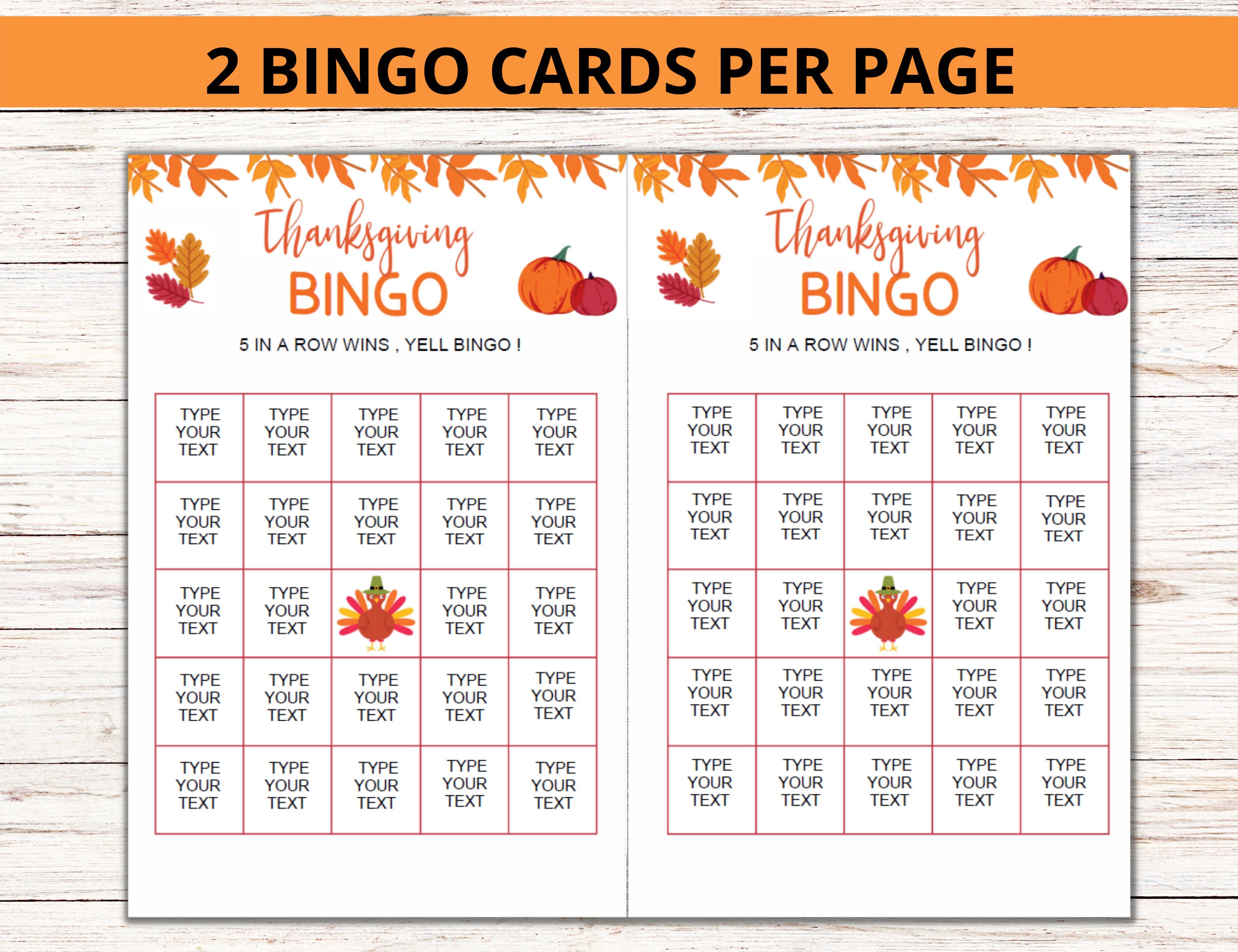 Editable Thanksgiving Bingo Cards , Edit Me Bingo Game, Make Your Own ...