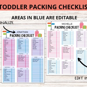 Toddler Packing List, Toddler Travel Checklist , Vacation Travel ...