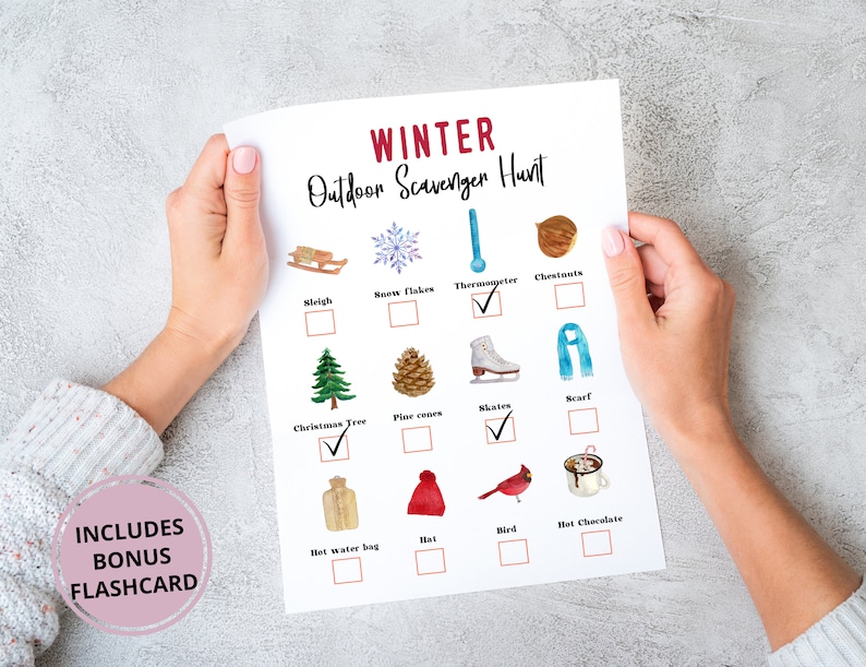 Winter Outdoor Scavenger Hunt Printable, Winter Nature Walks , Games ...
