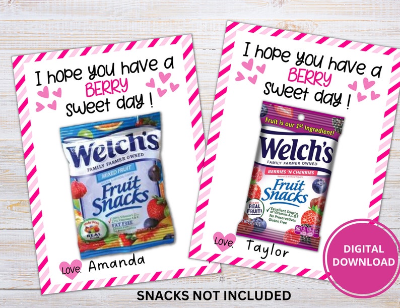 Valentine Day Fruit Snack Card Printable, Classroom Valentines Day ...