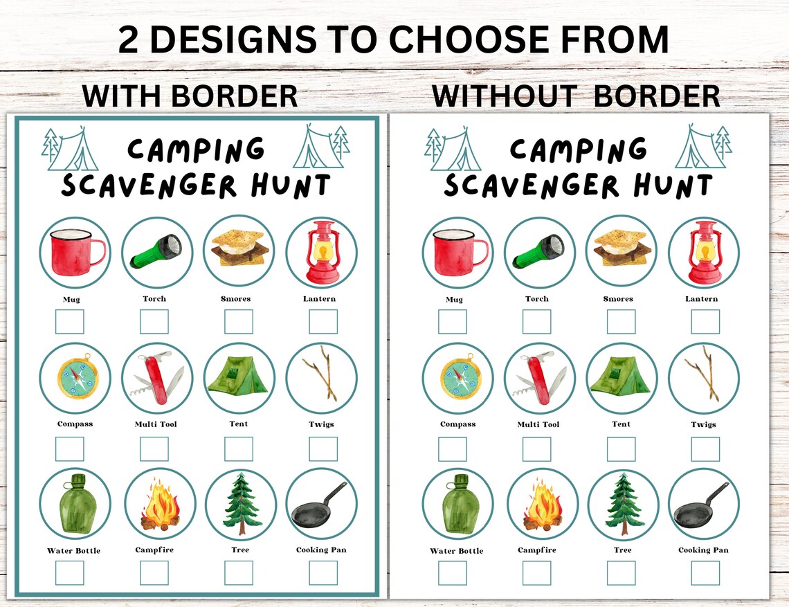 Camping Scavenger Hunt Printable for Kids, Outdoor Scavenger Hunt ...